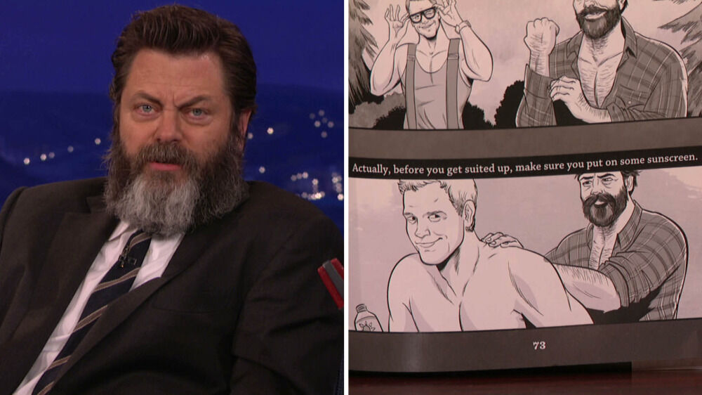 Nick Offerman's woodworking book includes steamy cartoon co-starring ...