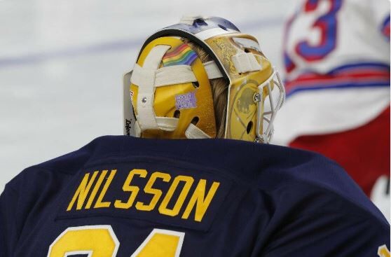 Buffalo Sabres goalie wears pride flag on mask to show support for gay ...
