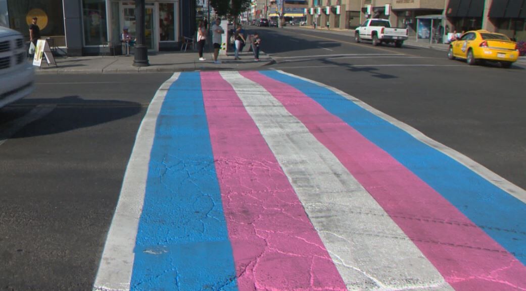 Transgender crosswalk hits the streets of Calgary for pride - LGBTQ Nation