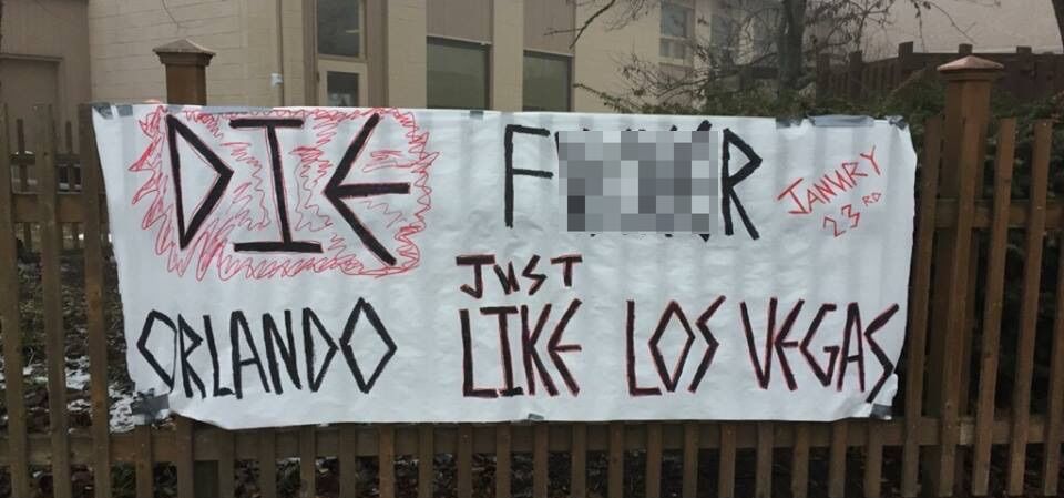 Racist, antigay banners hung outside Indiana church promise terrorist ...
