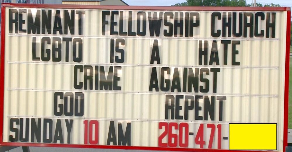This Indiana church got evicted for its hateful sign - LGBTQ Nation