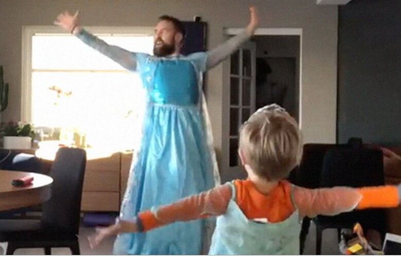 This viral video of a man & his son dancing in dresses to 'Frozen' will ...