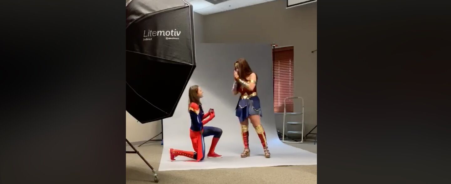 Watch as Captain Marvel proposes to Wonder Woman - LGBTQ Nation