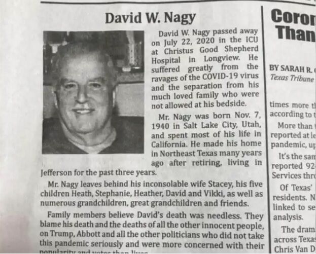 A man died of COVID & his "extremely angry" widow wrote this blistering obituary - LGBTQ Nation