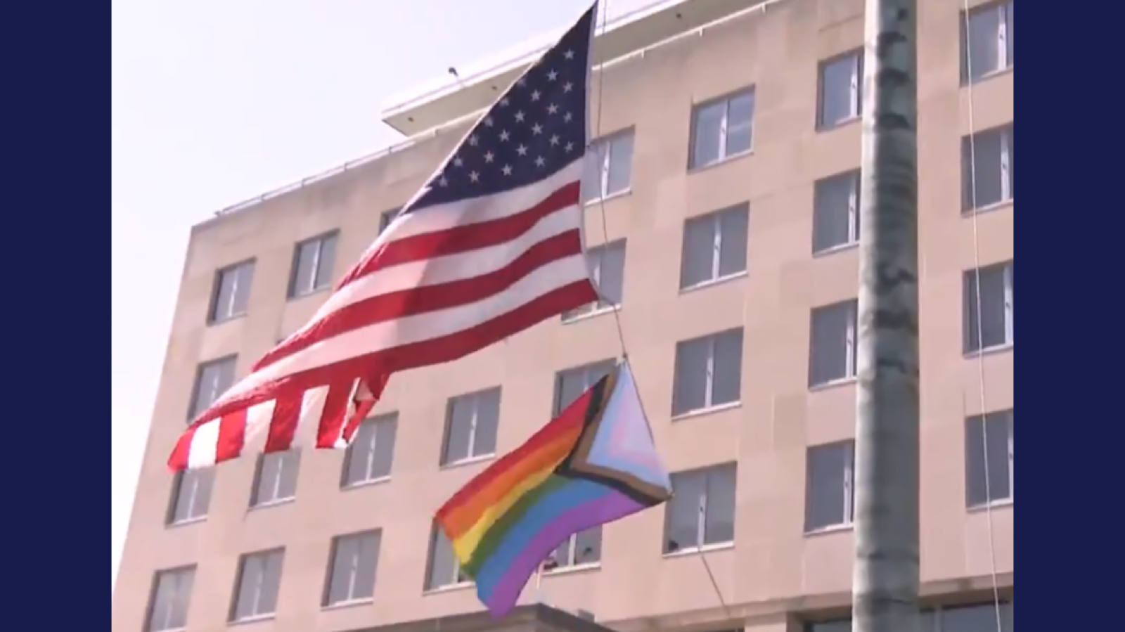 The State Department raises the Progress Pride flag over their ...
