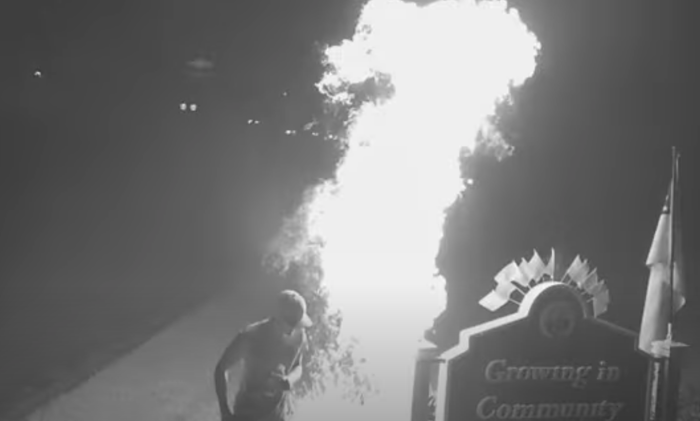Man caught on video torching Pride flag on city's welcome sign - LGBTQ ...