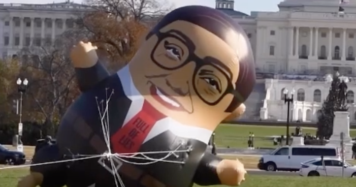 15-foot balloon of Rep. George Santos displayed outside of U.S. Capitol ...